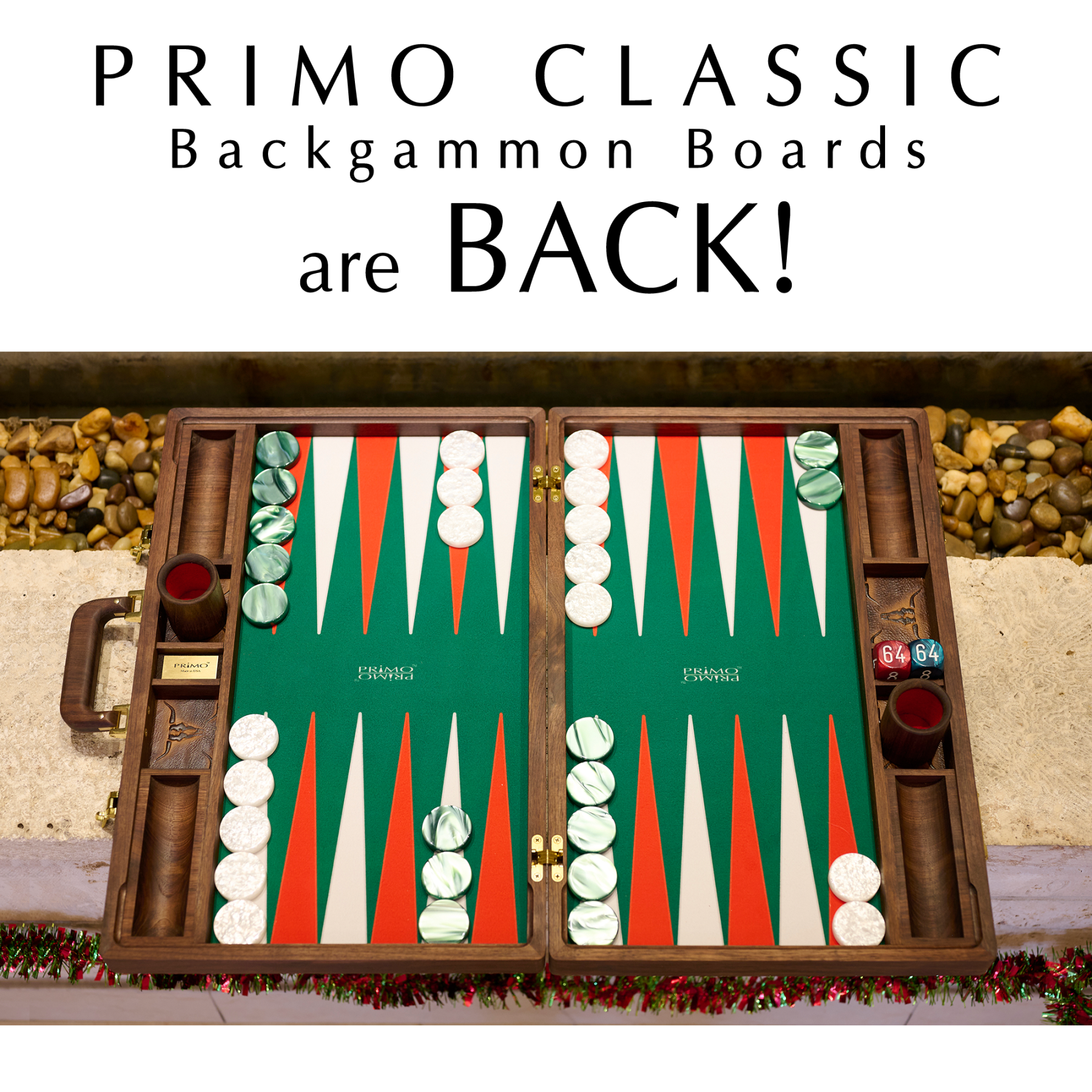 PRIMO Classic Backgammon Casino White