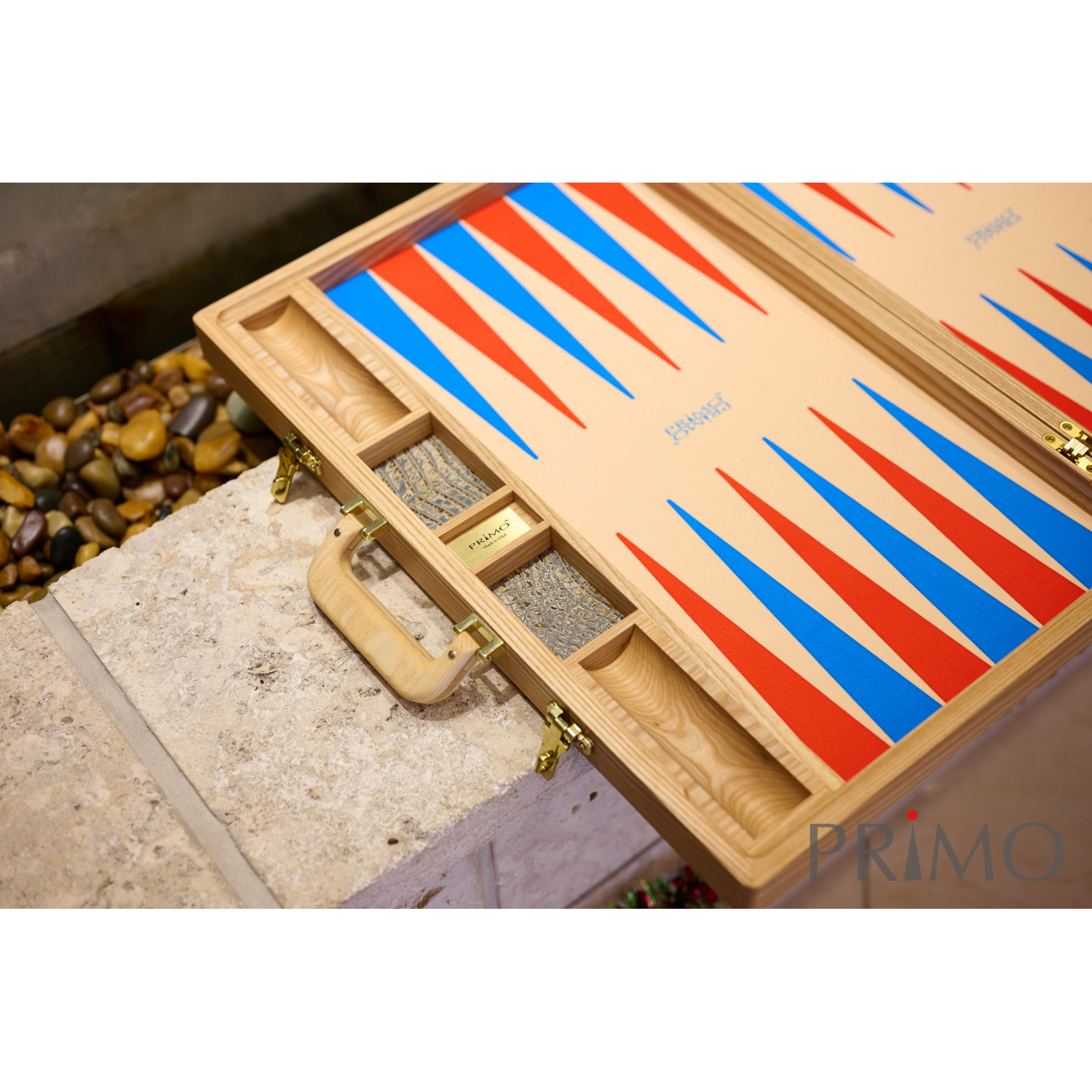 PRIMO Classic Backgammon Board Red and Blue