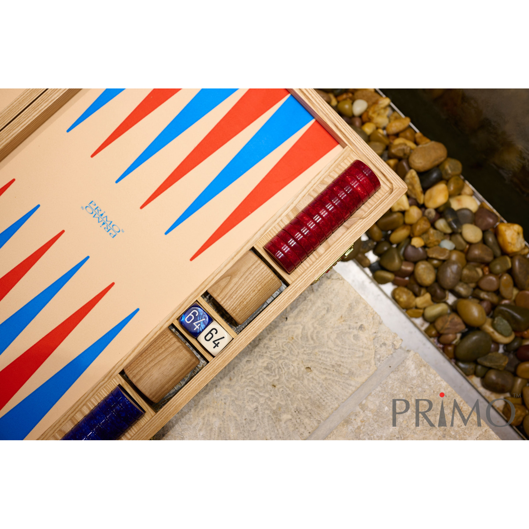 PRIMO Classic Backgammon Board Red and Blue