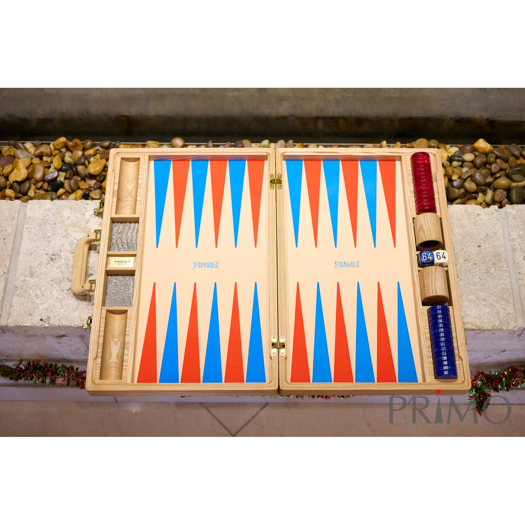PRIMO Classic Backgammon Board Red and Blue