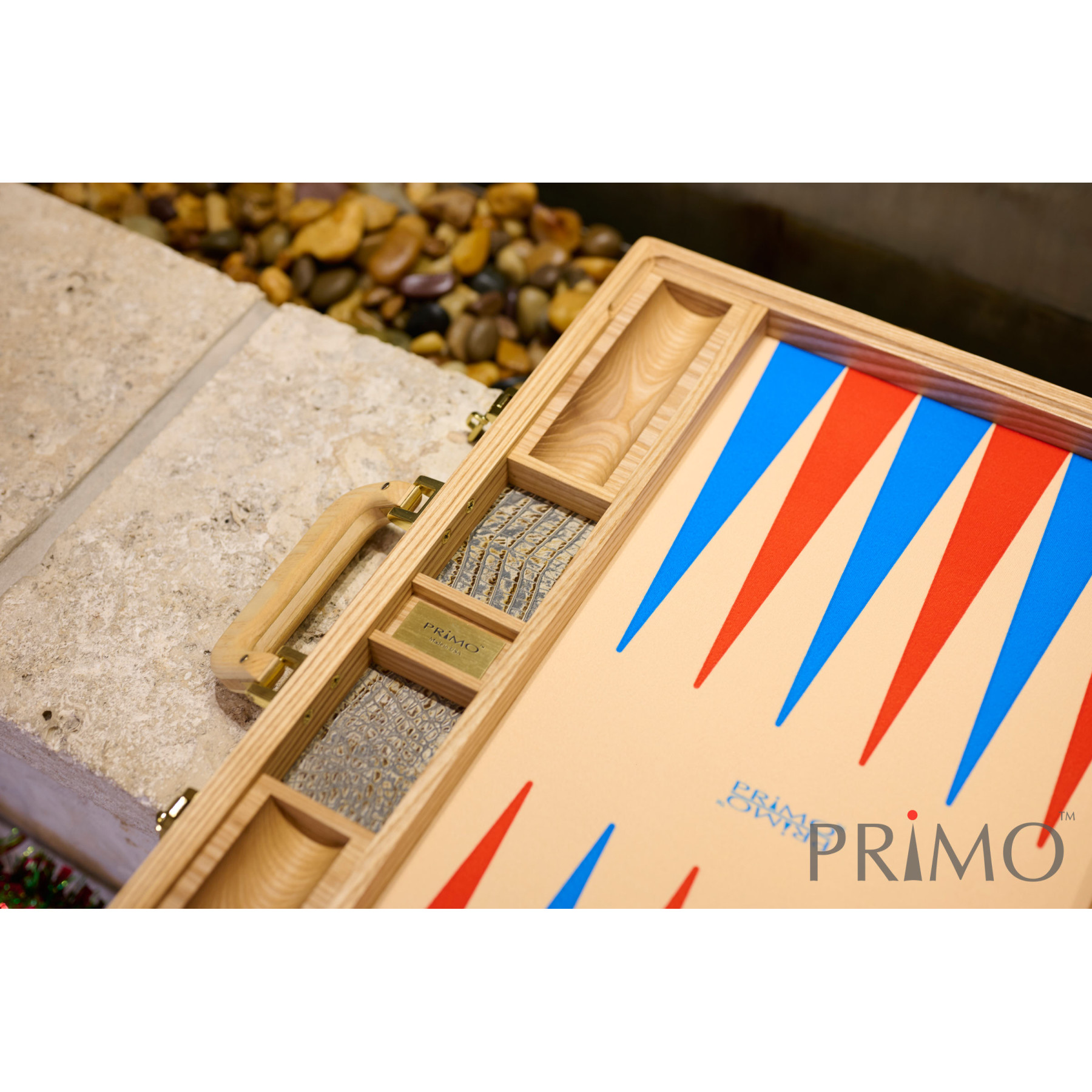 PRIMO Classic Backgammon Board Red and Blue