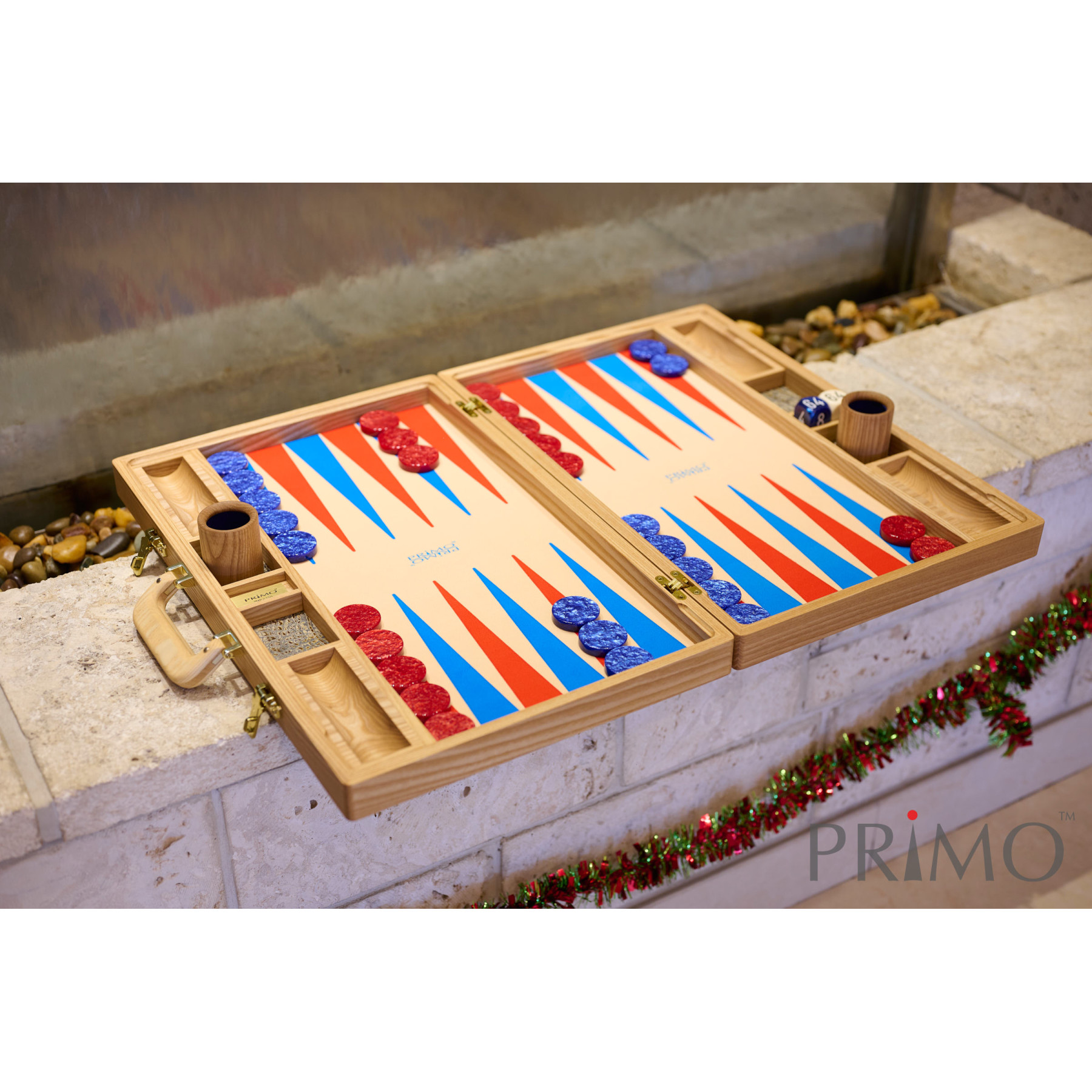 PRIMO Classic Backgammon Board Red and Blue