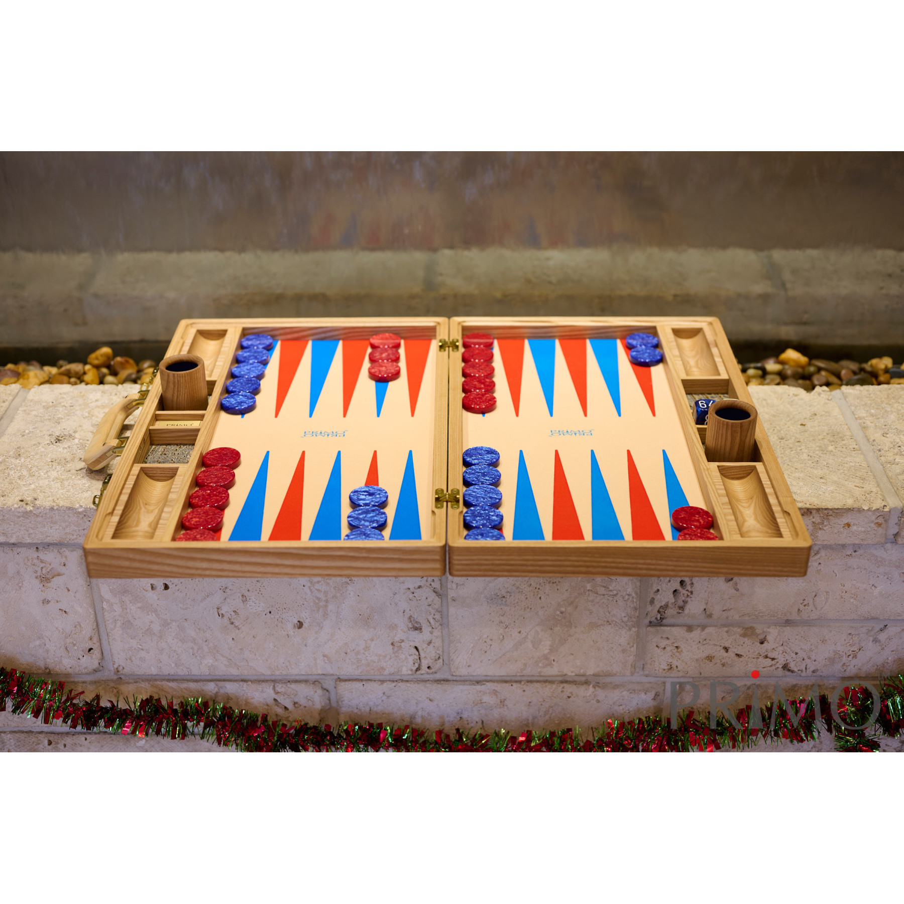 PRIMO Classic Backgammon Board Red and Blue