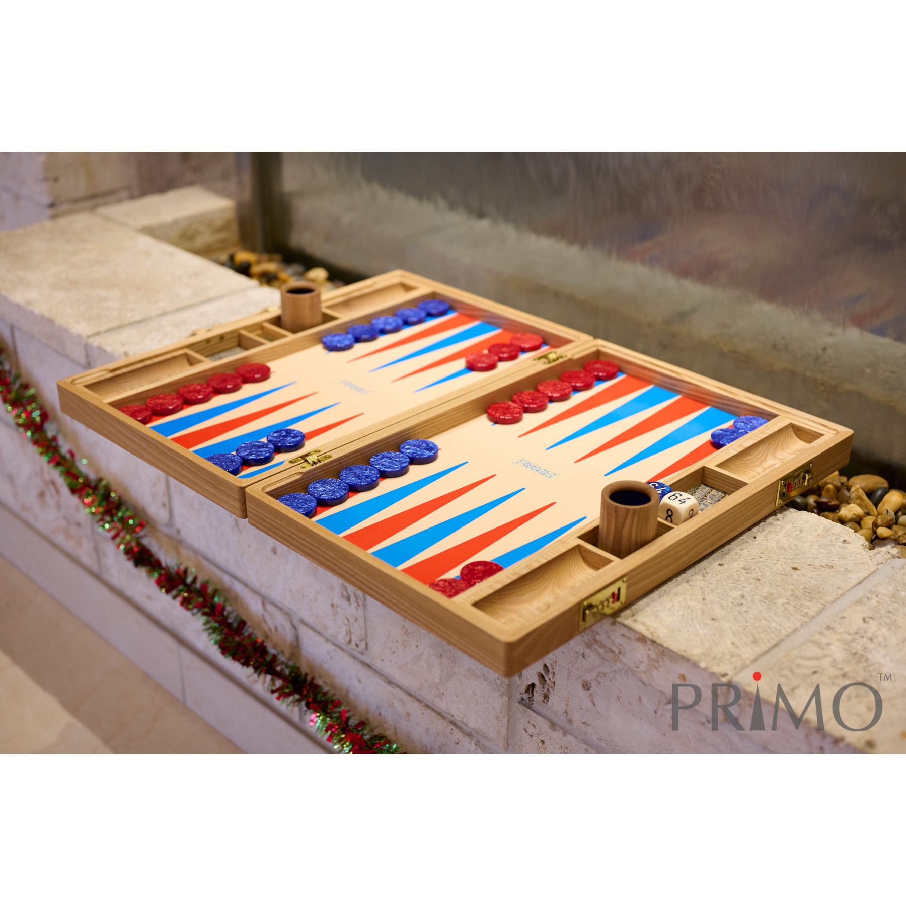 PRIMO Classic Backgammon Board Red and Blue