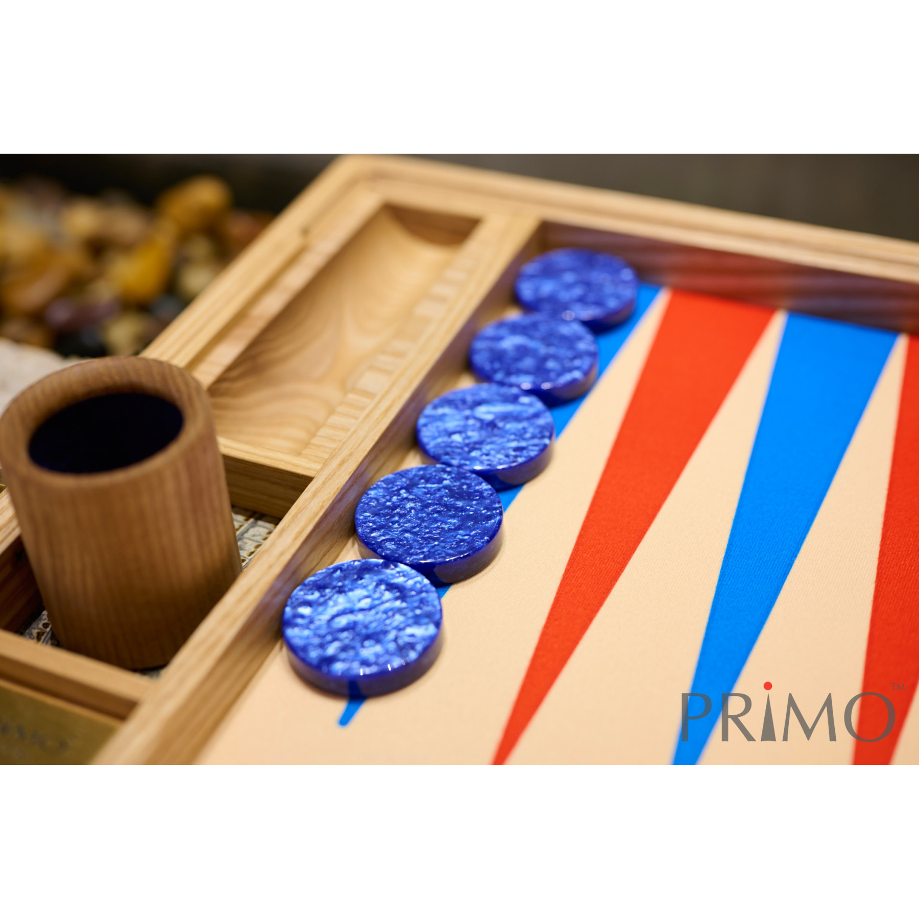 PRIMO Classic Backgammon Board Red and Blue