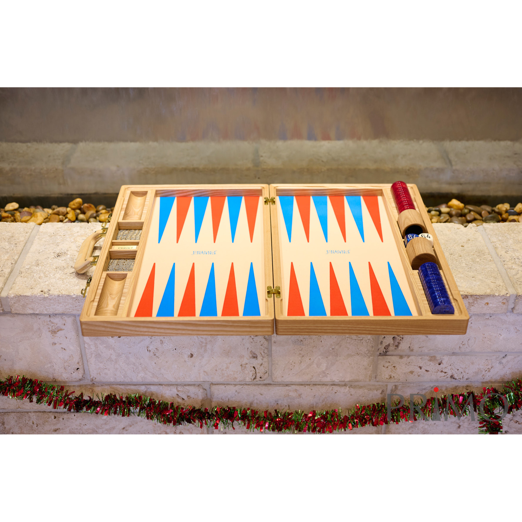 PRIMO Classic Backgammon Board Red and Blue