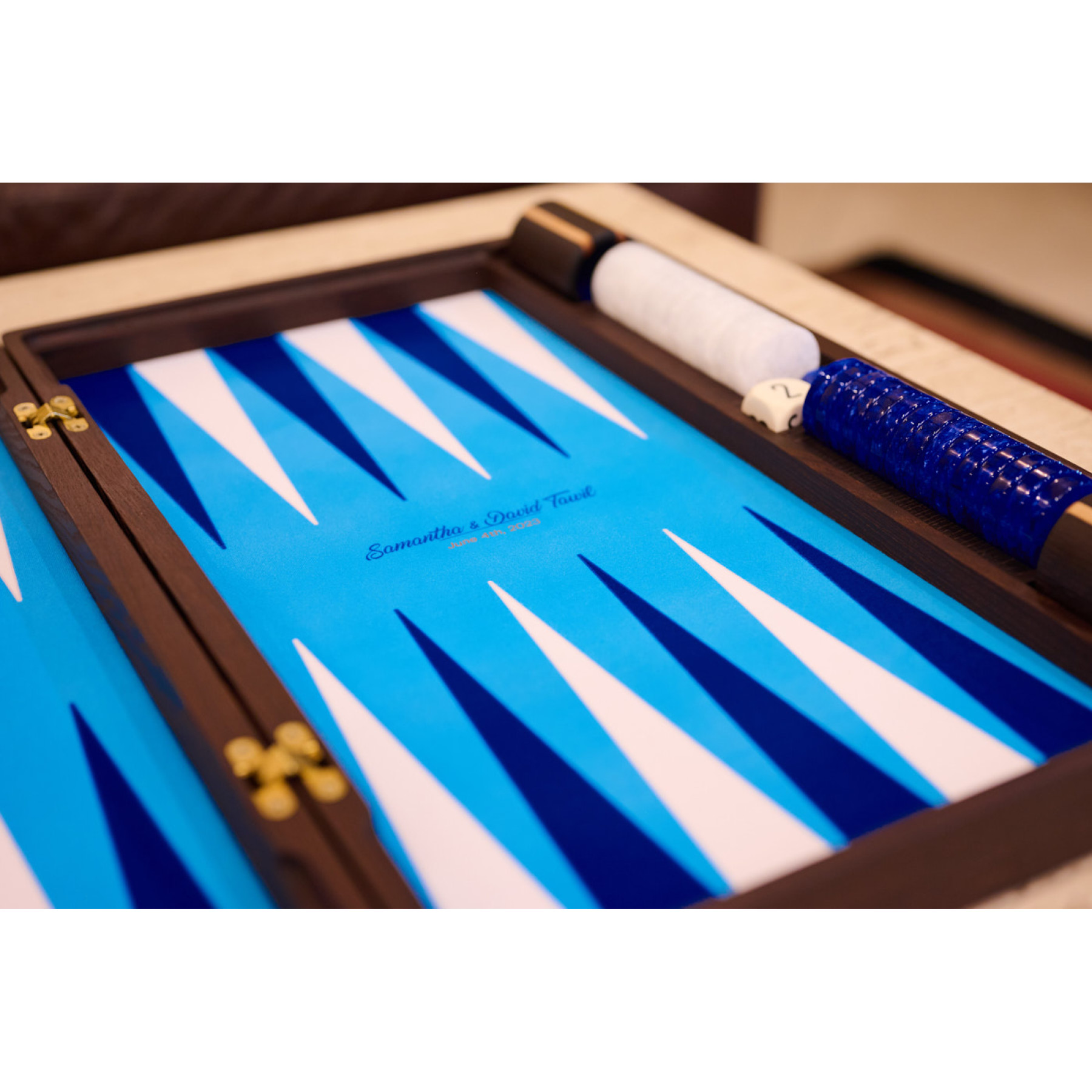 PRIMO "Blue Ostrich" Luxury Backgammon Board Set "Master" Mod. - (22 1/4", Wood, Genuine Ostrich ...