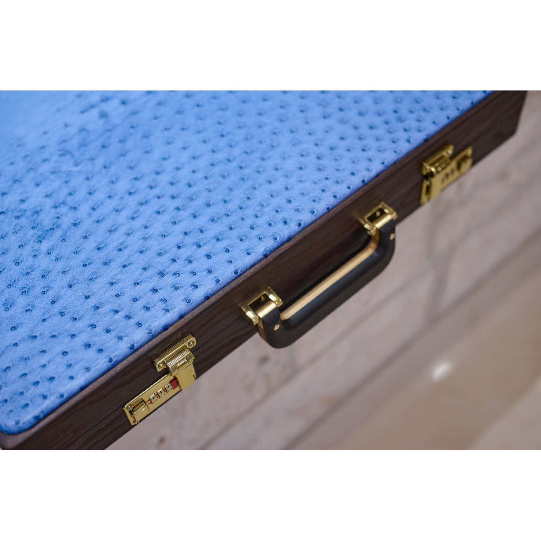 PRIMO "Blue Ostrich" Luxury Backgammon Board Set "Master" Mod. - (22 1/ ...
