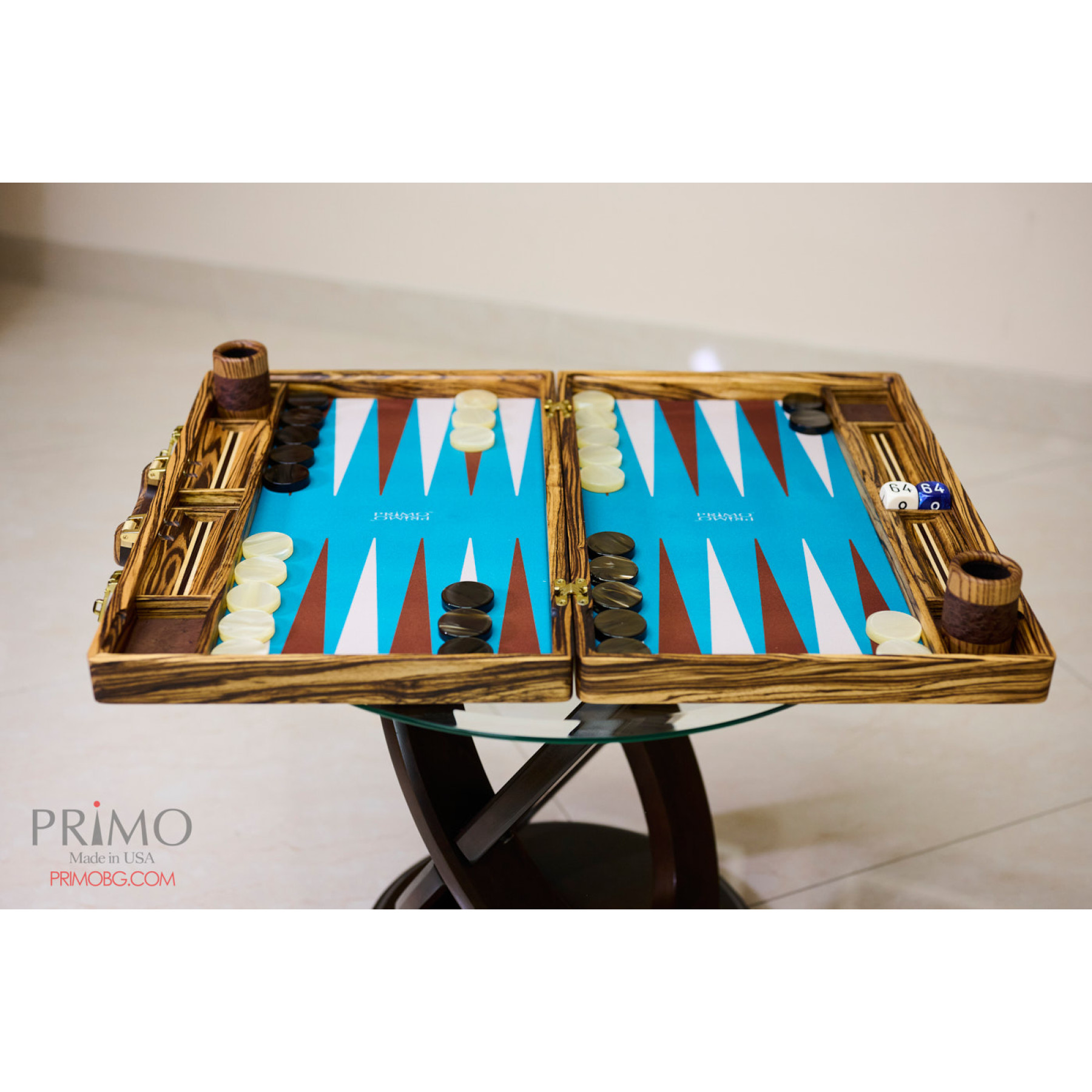 PRIMO "Zebra & Ostrich" Luxury Backgammon Board Set "Master" Mod. - (22 ...