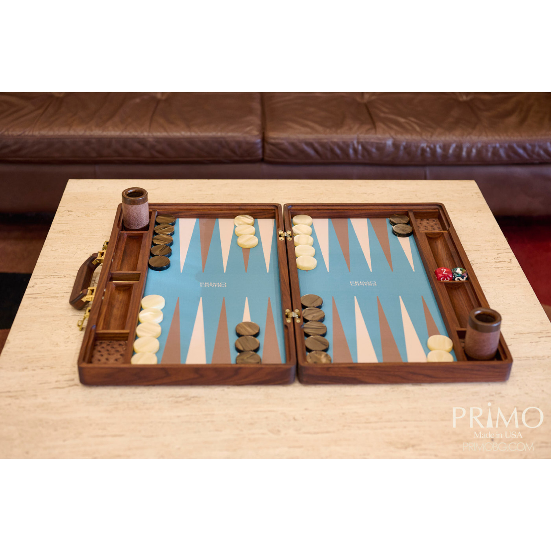 PRIMO "Walnut & Ostrich" Luxury Backgammon Board Set "Master" Mod ...