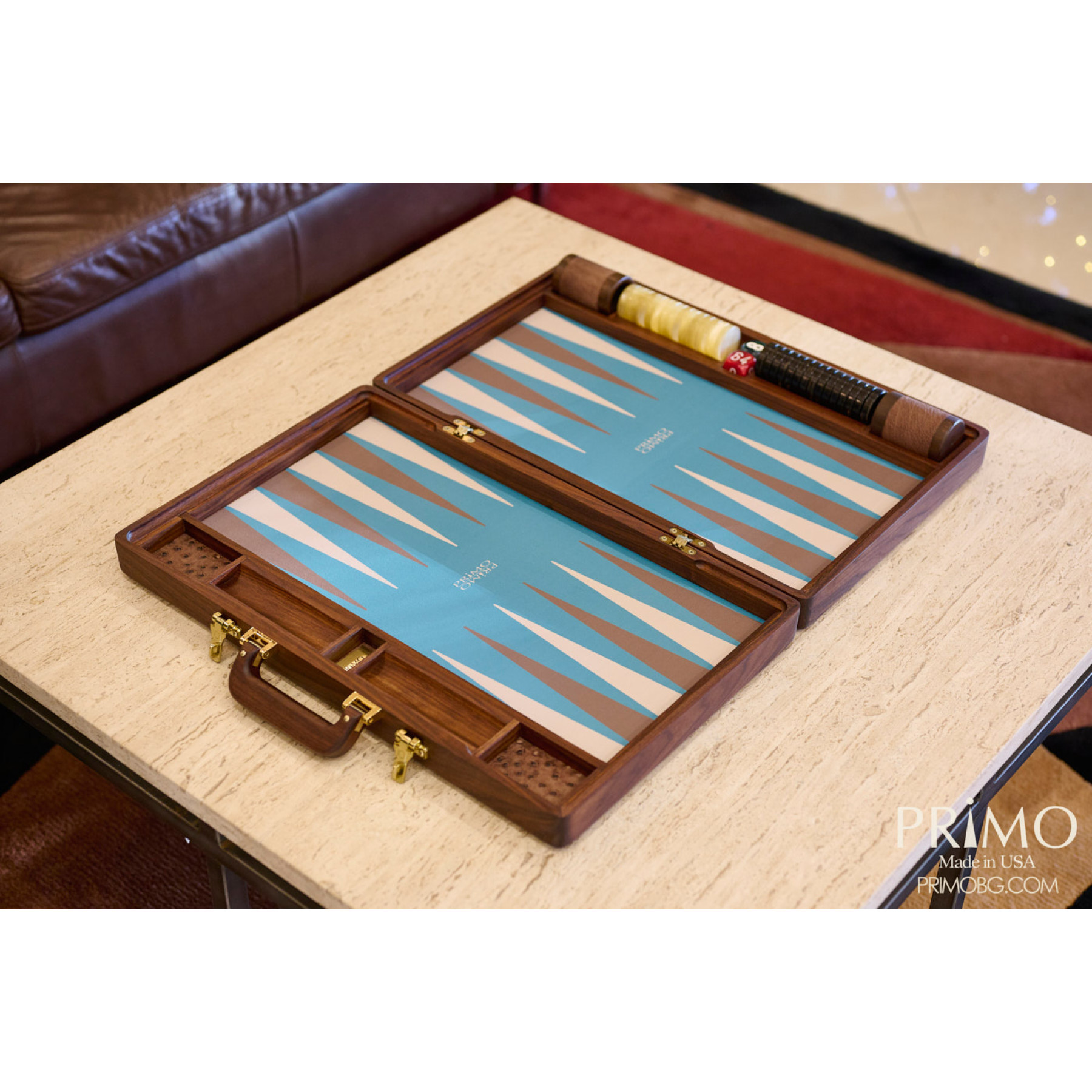 PRIMO "Walnut & Ostrich" Luxury Backgammon Board Set "Master" Mod ...