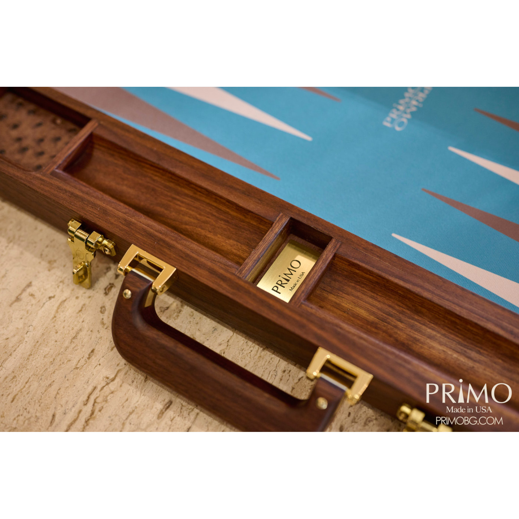 PRIMO "Walnut & Ostrich" Luxury Backgammon Board Set "Master" Mod. - (22 1/4", Walnut Wood ...