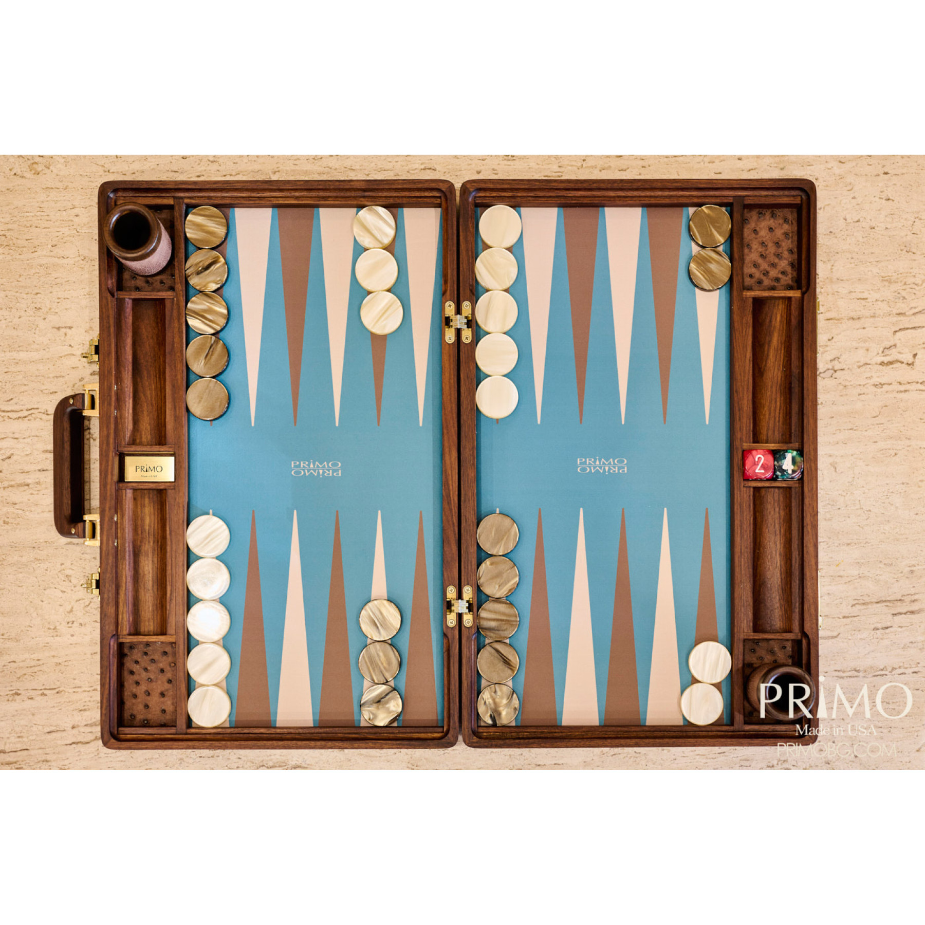 PRIMO "Walnut & Ostrich" Luxury Backgammon Board Set "Master" Mod ...