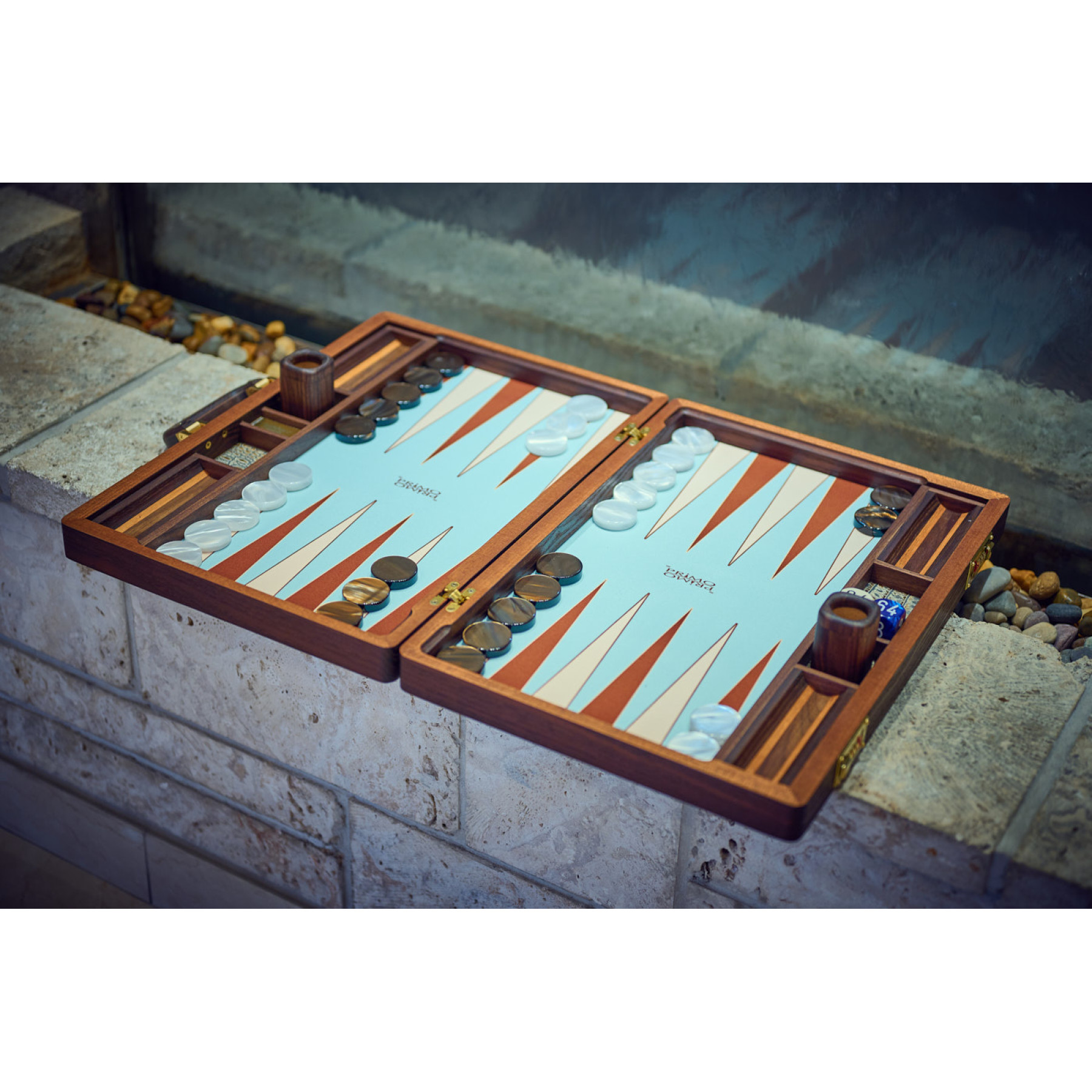 PRIMO "Croco" Luxury Backgammon Board Set "Master" Mod - (22 1/4" Croco Style Genuine Leather Cover)